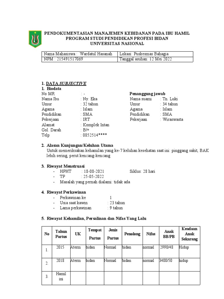 Contoh Laporan Target Stase Kehamilan | PDF