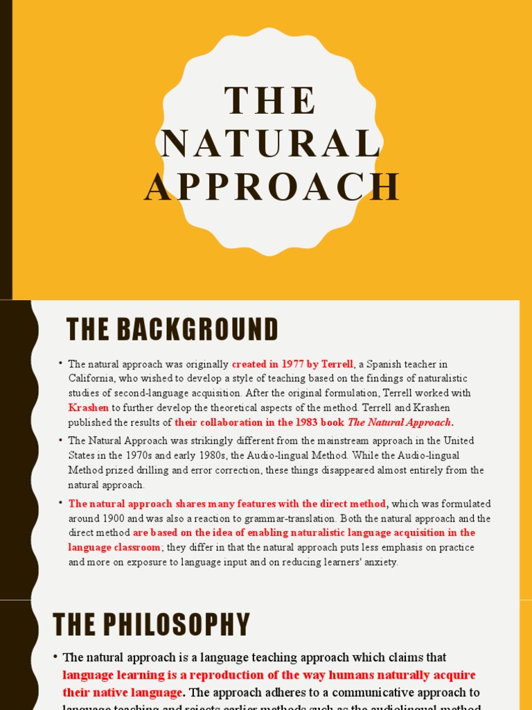 THE NATURAL APPROACH - For Students | PDF | Psycholinguistics | Learning