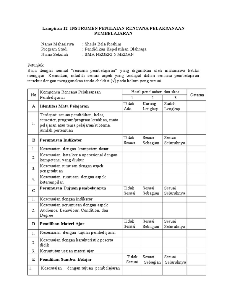 Penilaian RPP dan Pelaksanaan Pembelajaran | PDF | Karier & Perkembangan