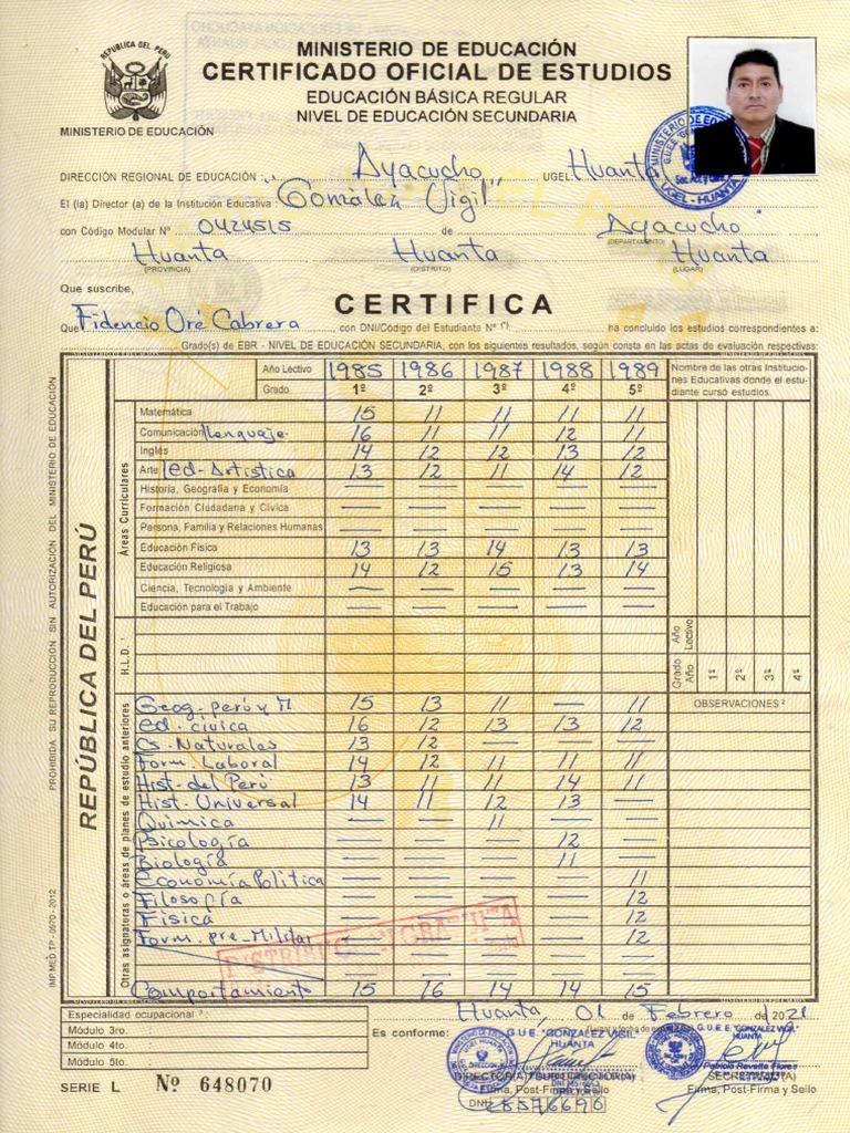 Certificados Oficial de Estudios | PDF