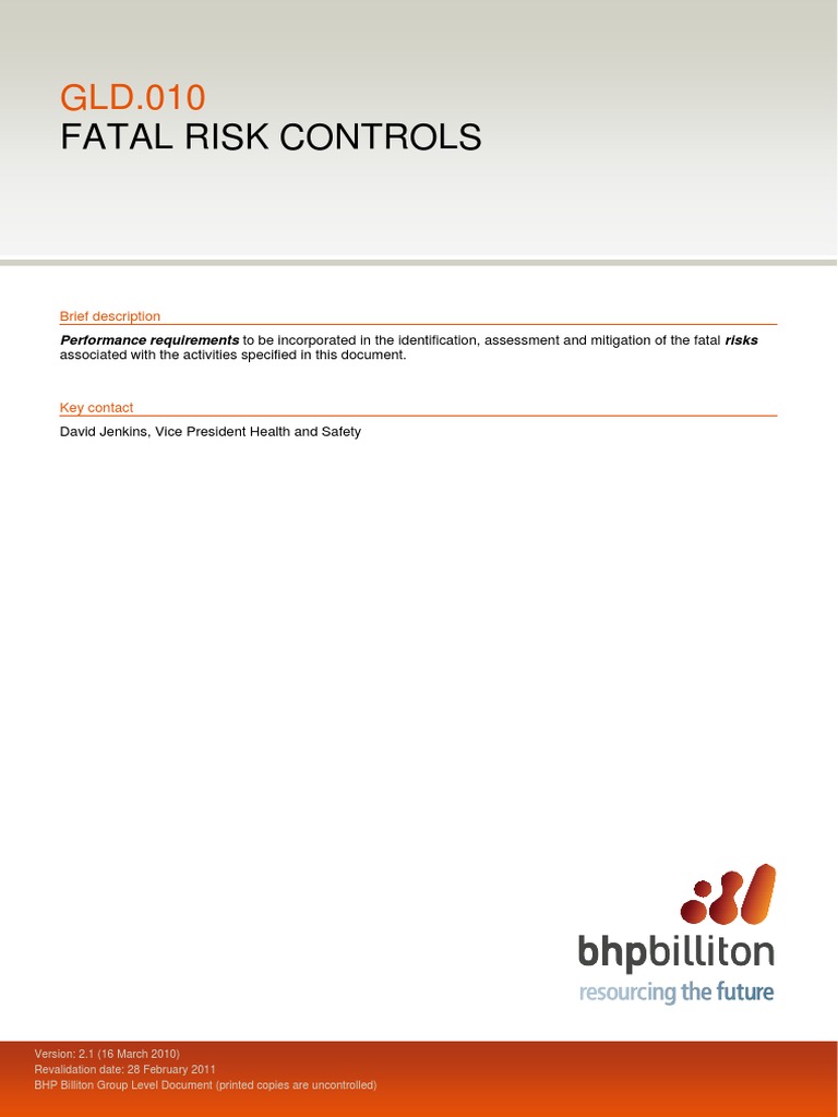GLD.010 Fatal Risk Controls (v2.1) | PDF