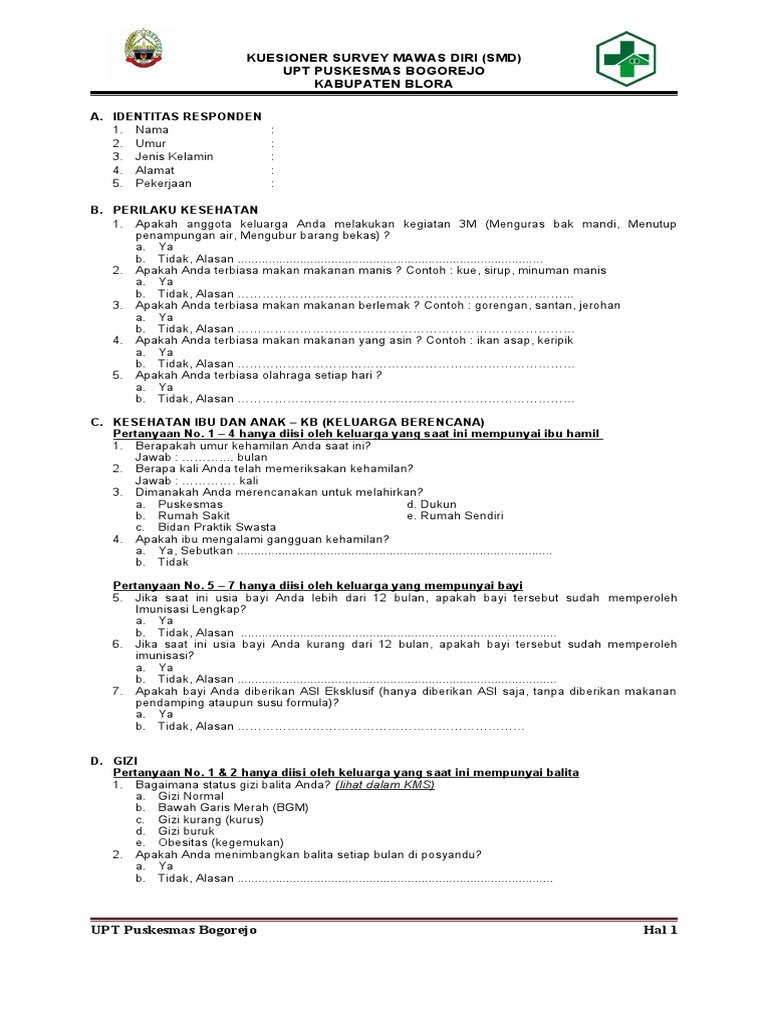 KUESIONER SMD Baru | PDF