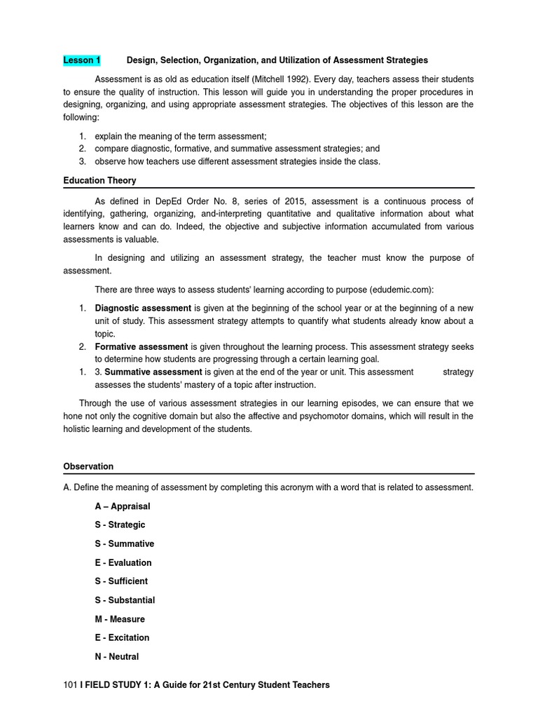 FS Chapter 5 Lesson 1to5 | PDF | Educational Assessment | Teachers