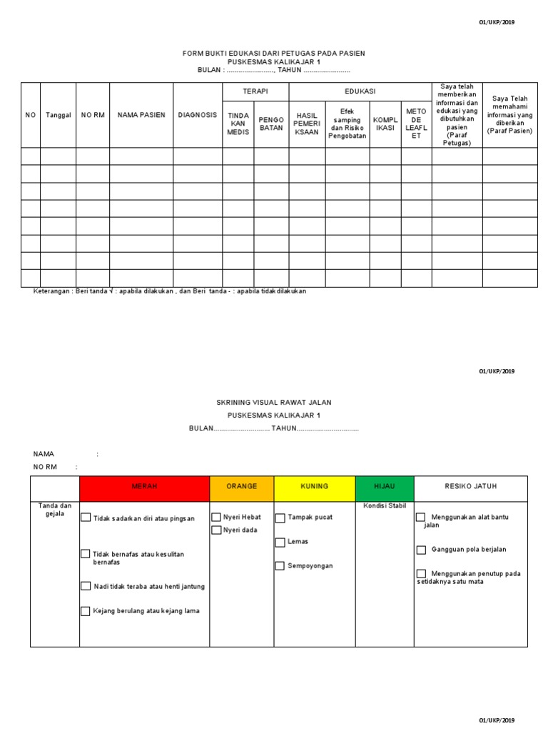 Form Bukti Edukasi Pasien REVISI | PDF