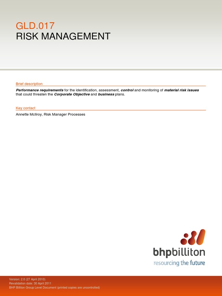 BHP Billiton Risk Management Guide | PDF | Risk | Risk Management