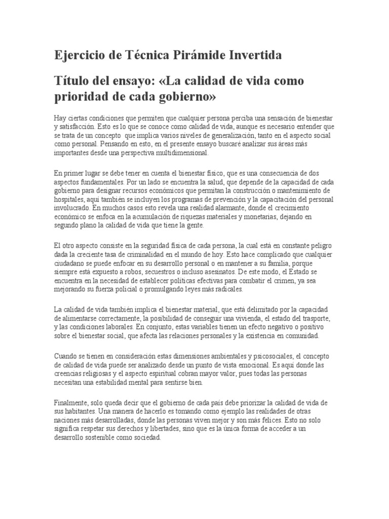 Ejercicio de Técnica Pirámide Invertida | PDF