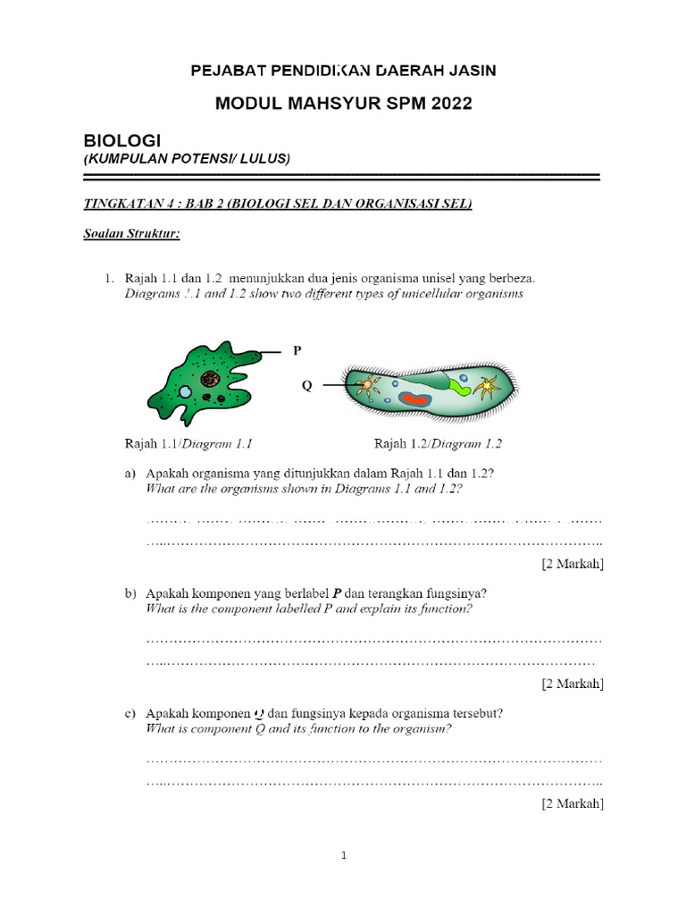 2022 SPM - Modul - Masyhur Biology K2 | PDF