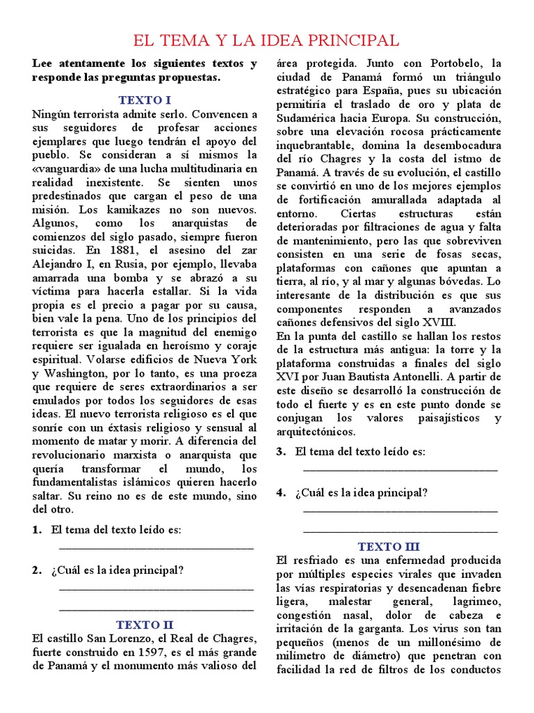 El Tema y La Idea Principal | PDF | Luis Pasteur | Mal