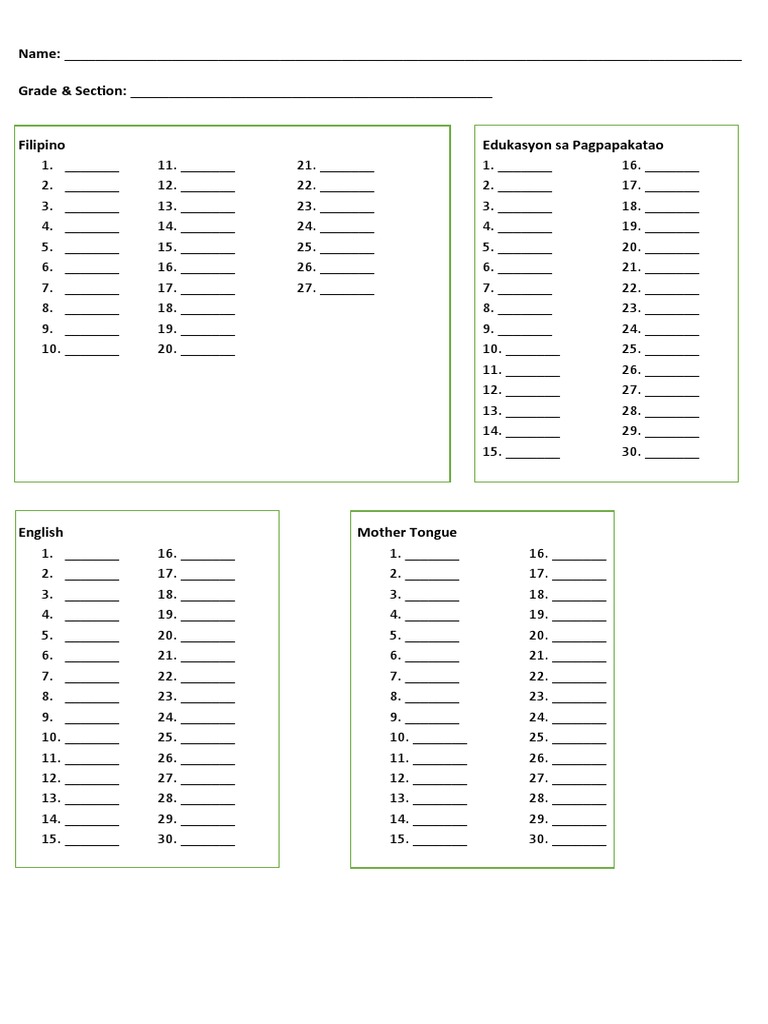 Answer Sheet (DAT) | PDF