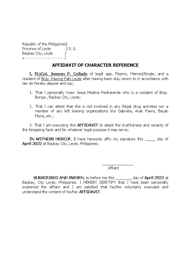 certificate_of_character | PDF | Affidavit | Document