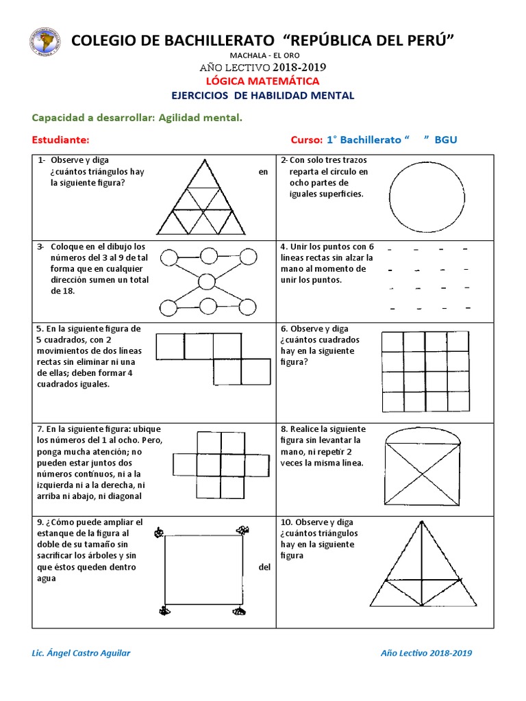 Ejercicios de Agilidad Mental y Lógica | PDF