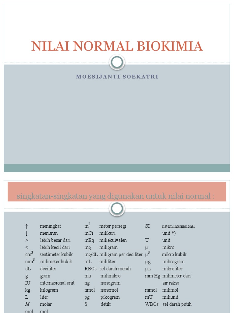Nilai Normal Biokimia | PDF