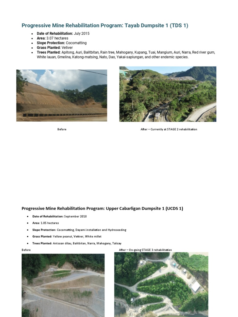 Progressive Mine Rehabilitation Program | PDF | Food Industry | Plants