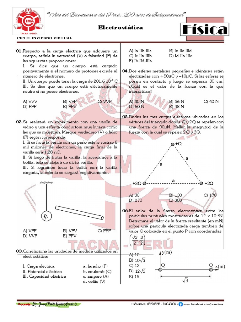 Problemas de Electrostática y Cargas Eléctricas | PDF | Electrostática ...