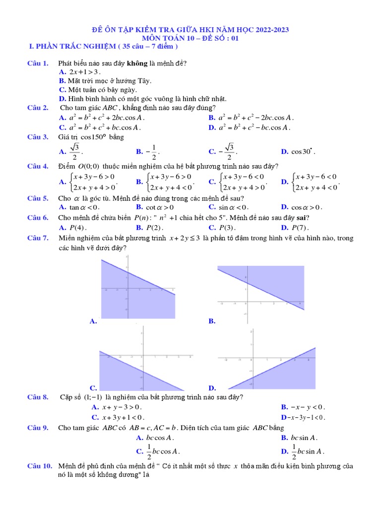 De-so-01-Ôn Thi Gi A K Môn Toán 10 | PDF