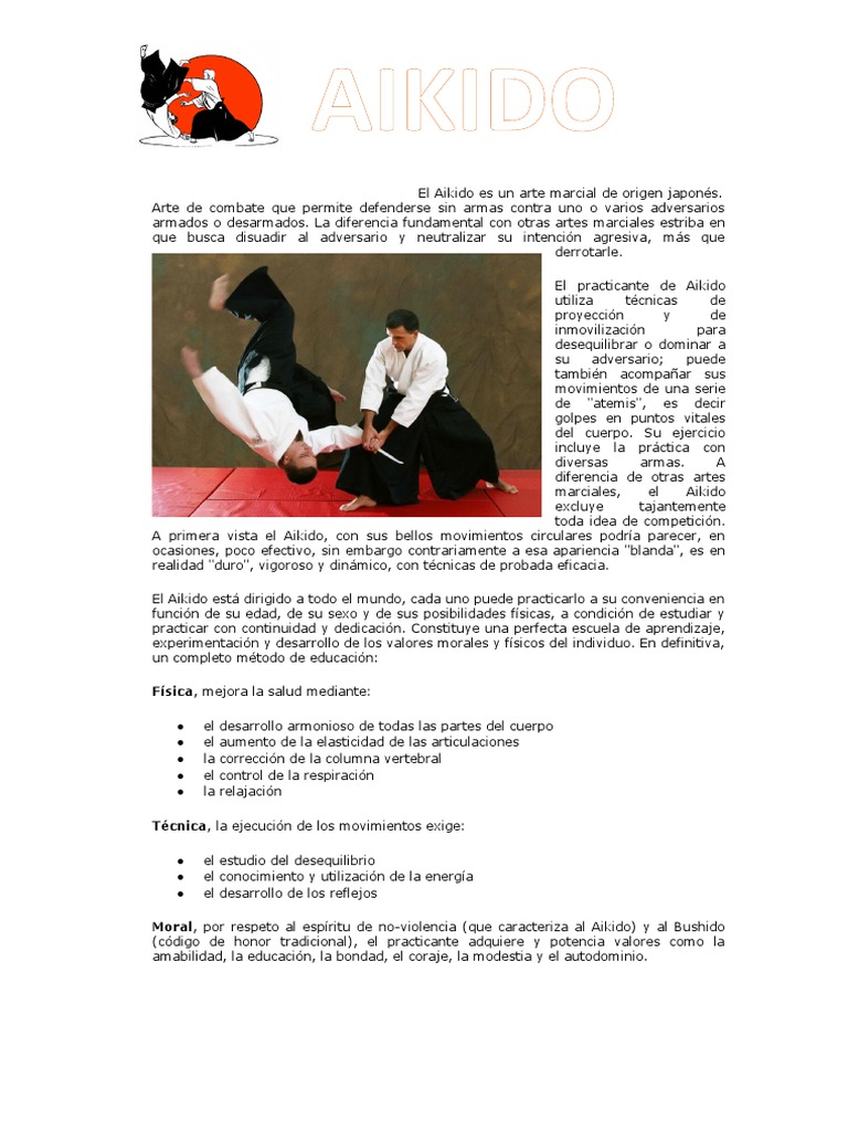 El Aikido Es Un Arte Marcial de Origen Japonés | PDF | Aikido