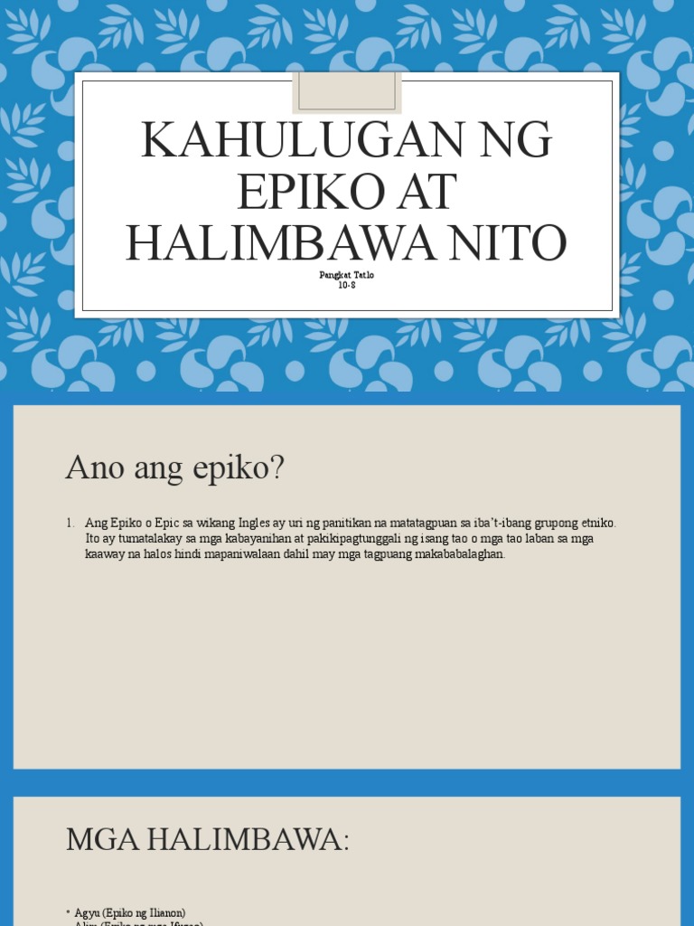 Halimbawa Ng Epiko At Ang Buod Nito Mga Halimbawa NG Epiko | PDF