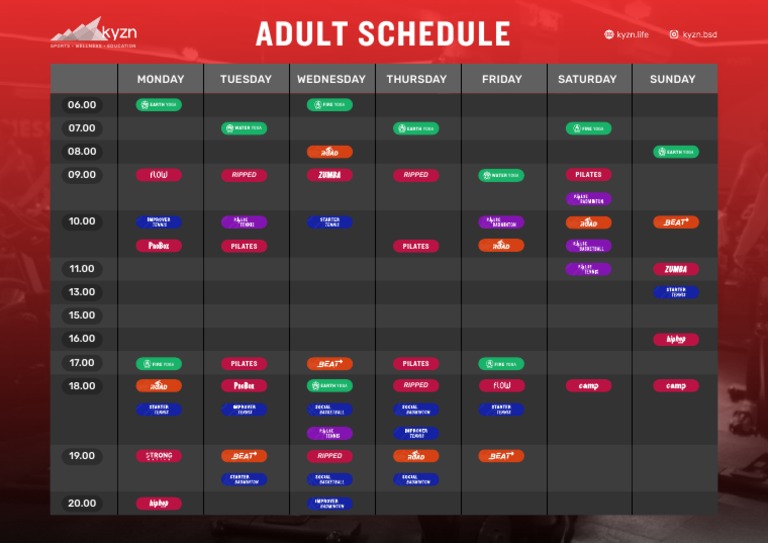 Adult Schedule - Oct22 | PDF