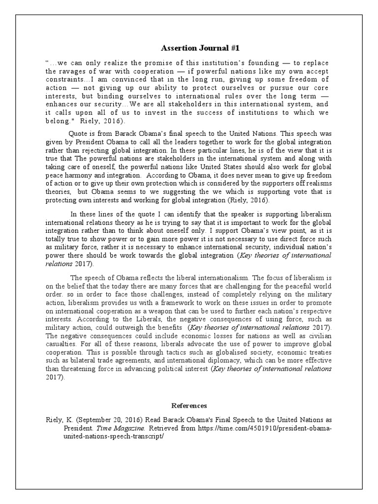 Assertion Journal 1 A Pdf Liberalism Multilateralism