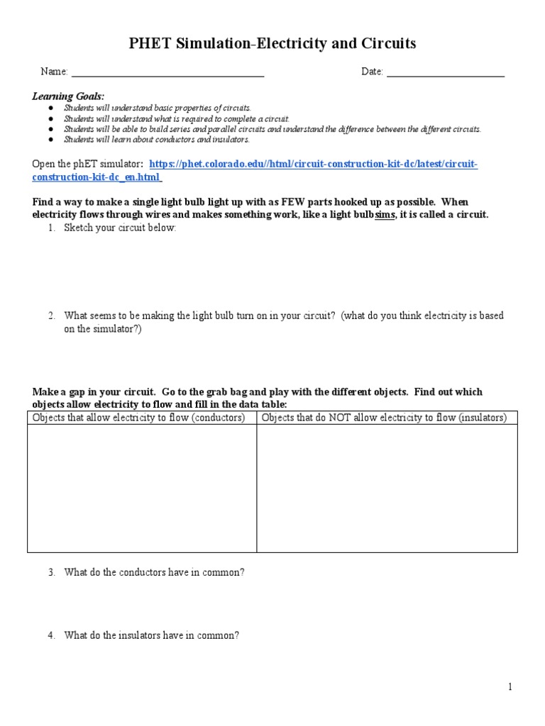 Poplin Phet-Worksheet Circuits | PDF | Series And Parallel Circuits ...