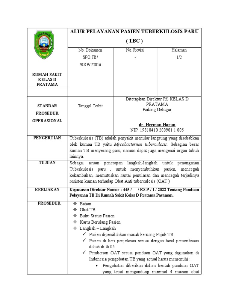 Sop Alur Pelayanan Pasien Tuberkulosis Paru 1 | PDF | Pengembangan Diri | Kesehatan Holistik