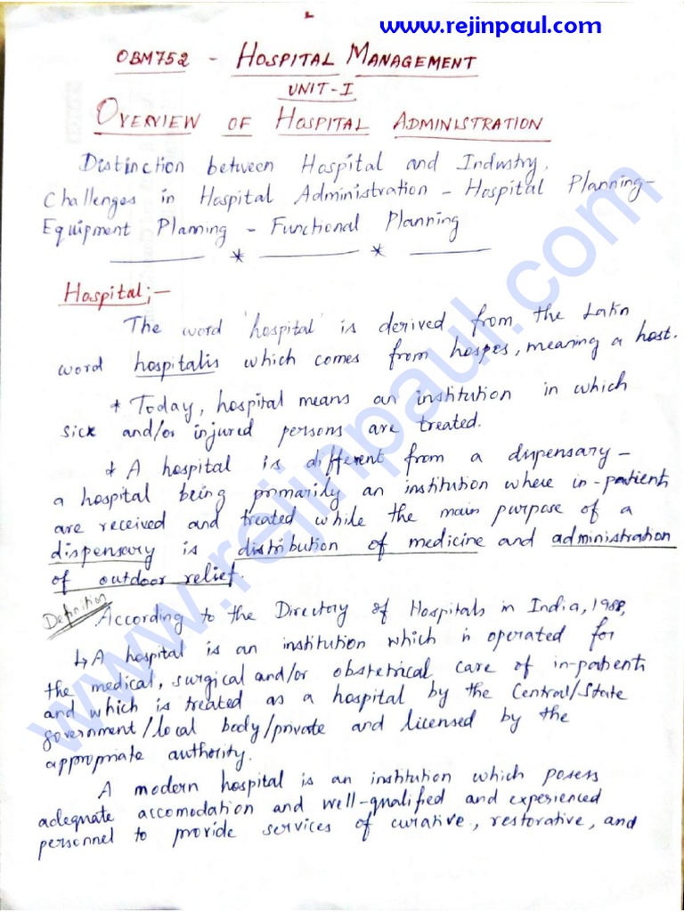 Hospital Management Notes | PDF