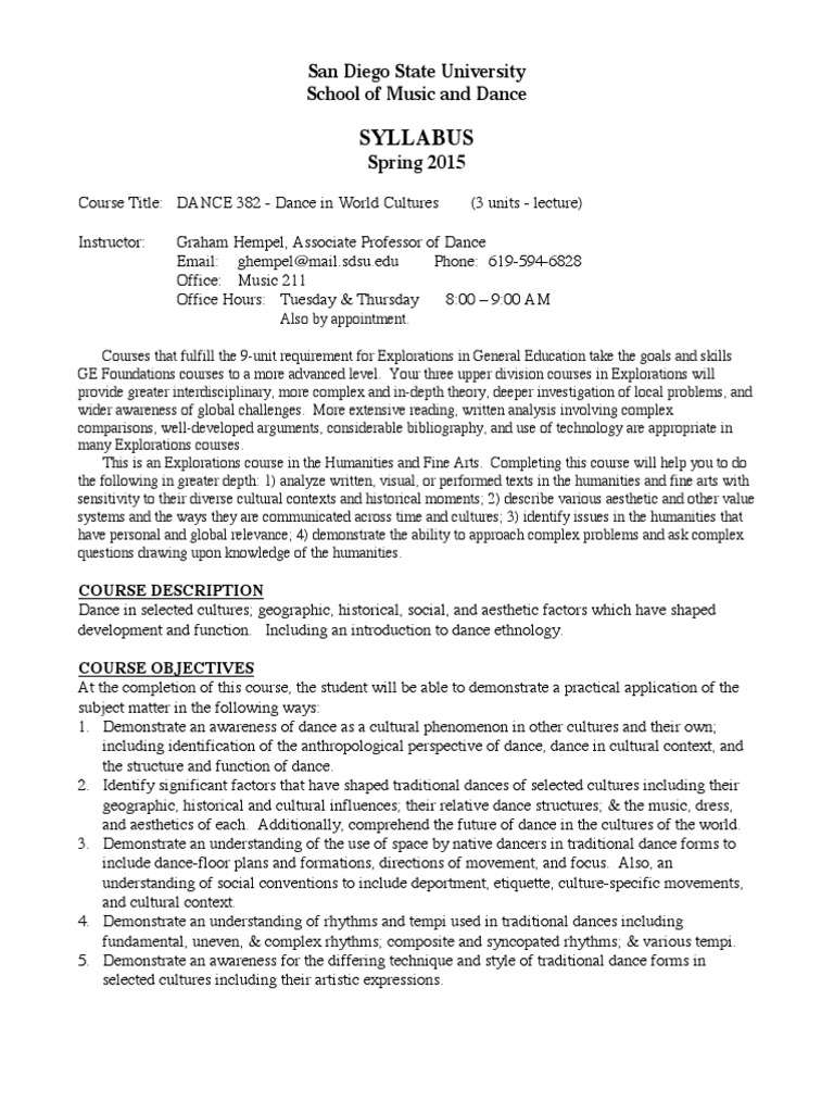 Syllabus | PDF | Dances | Humanities