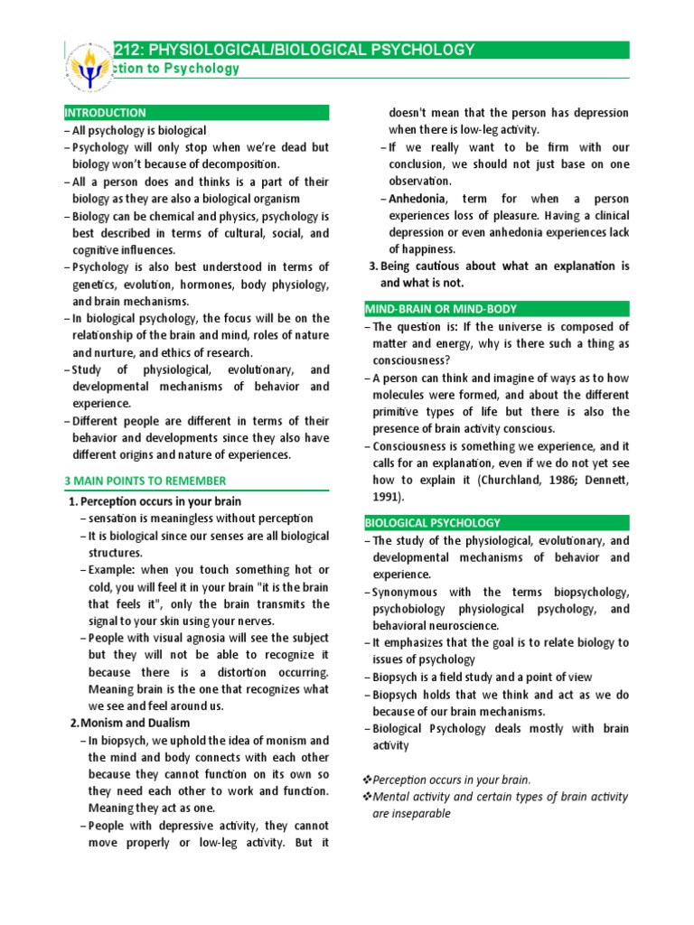 Introduction to Biological Psychology | PDF | Behavioral Neuroscience ...