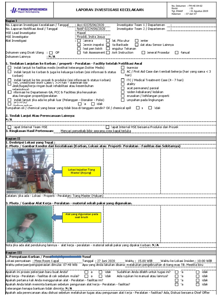 Seorang Crew Kapal Terluka | PDF
