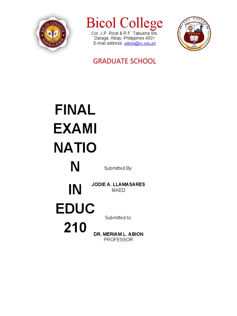 Final Examination Curriculum and Eval | PDF | Curriculum | Learning