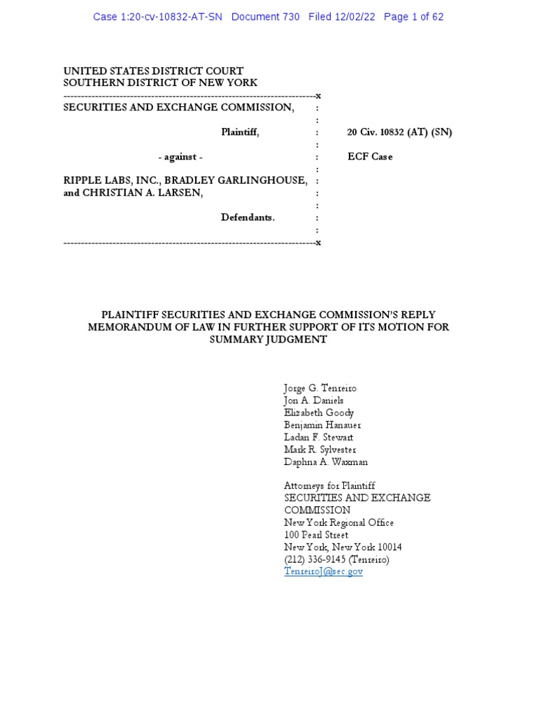 SEC Brief Summary Judgment | PDF