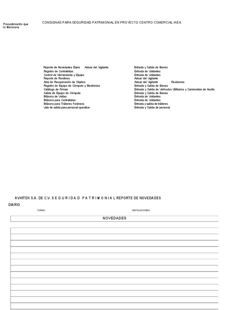 Formatos de Seguridad Patrimonial Consignas | PDF