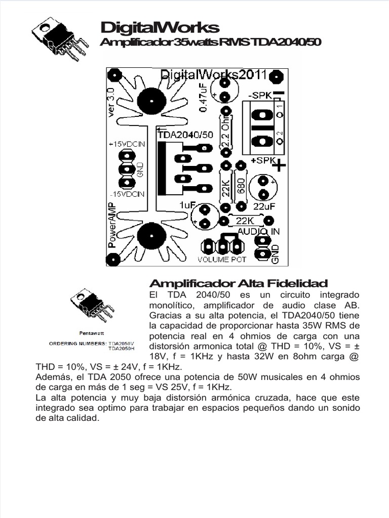 Dokumen - Tips Amplificador Con Tda2050 B | PDF | Amplificador | Transistor