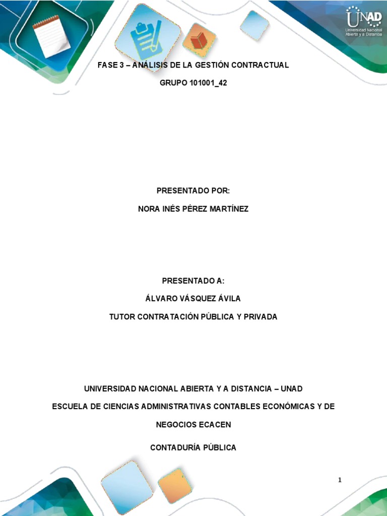 Unidad 2 - Fase 3 - Análisis de La Gestión Contractual - Nora Inés Pérez Martínez | Descargar ...