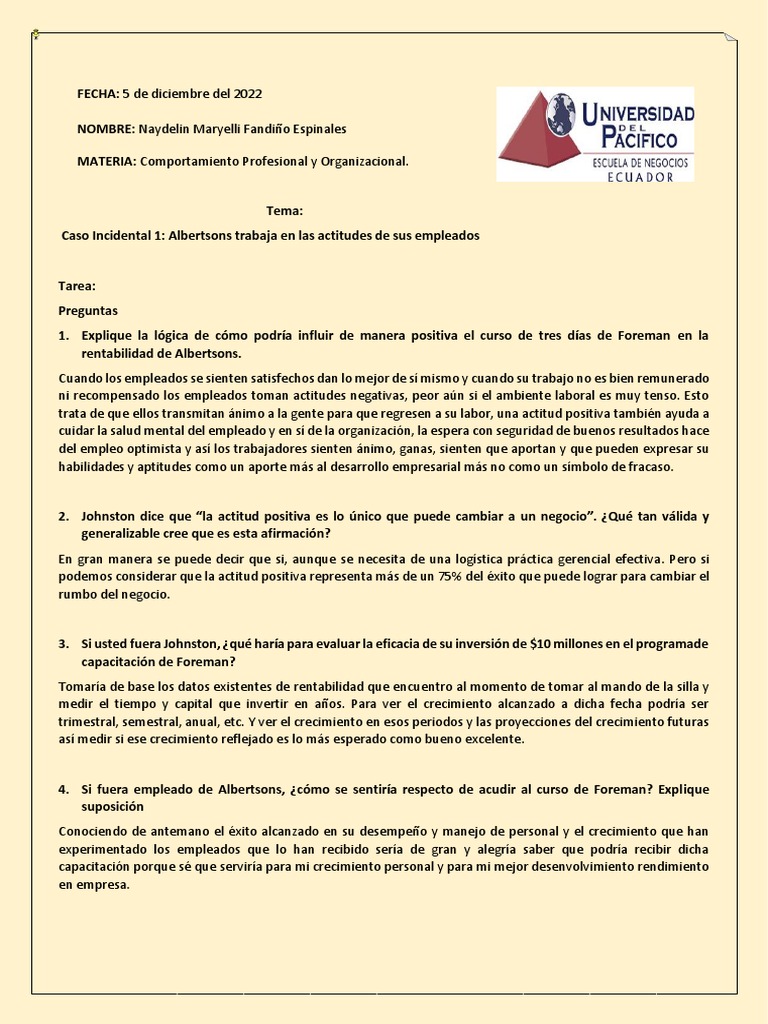 Actitudes Positivas en Albertsons | PDF