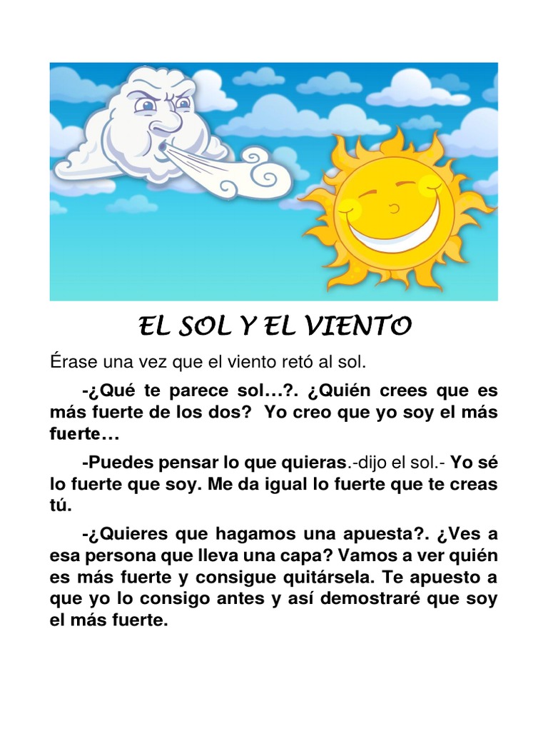 El sol y el viento: Moraleja para niños | PDF