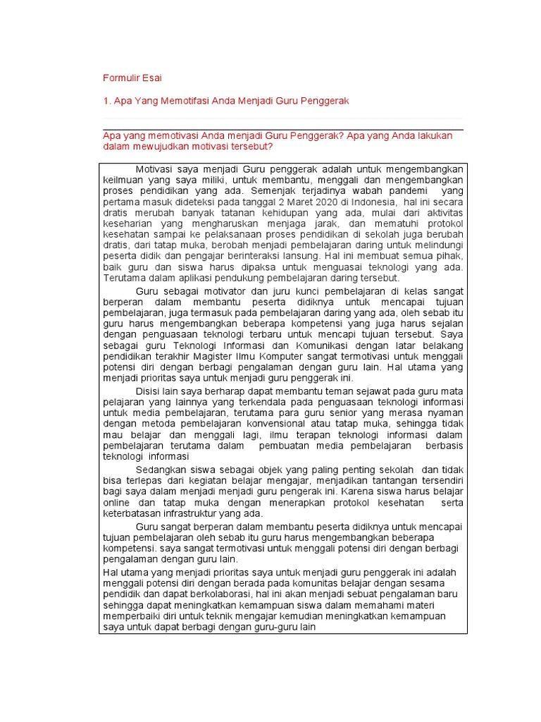 Formulir Esai CGP 2022 | PDF