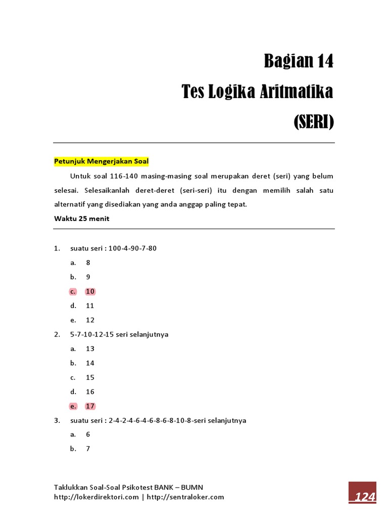 Tes Logika Aritmatika | PDF