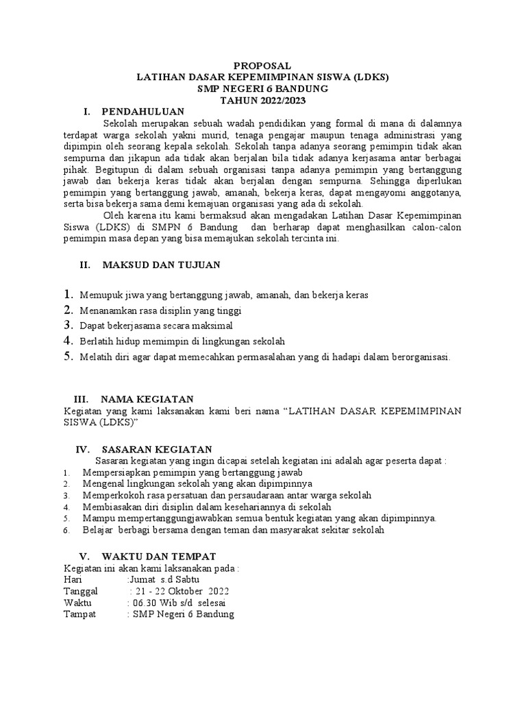 Proposal LDKS 2022 - 2023 | PDF | Karier & Perkembangan