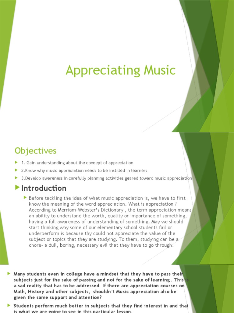 Appreciating Music | PDF | Schools | Teachers