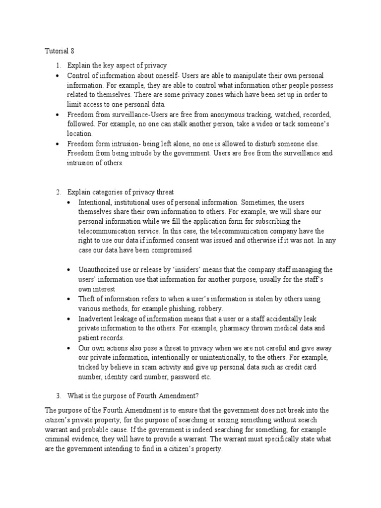 Information Security and Ethics Tutorial 8 | PDF | Privacy | Computer Security