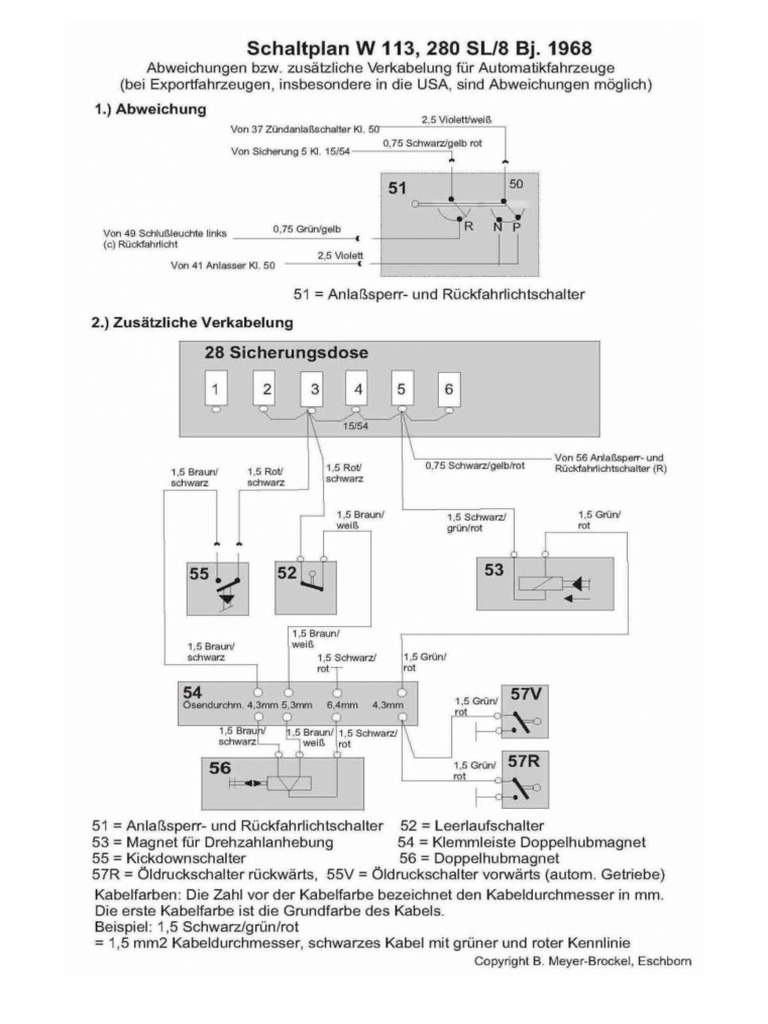 W113 280SL 1968 WiringDiagram | PDF