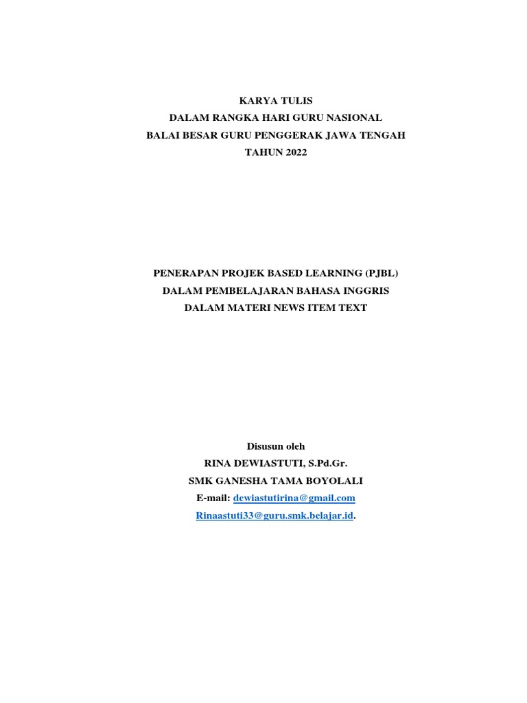 Penerapan Projek Based Learning | PDF