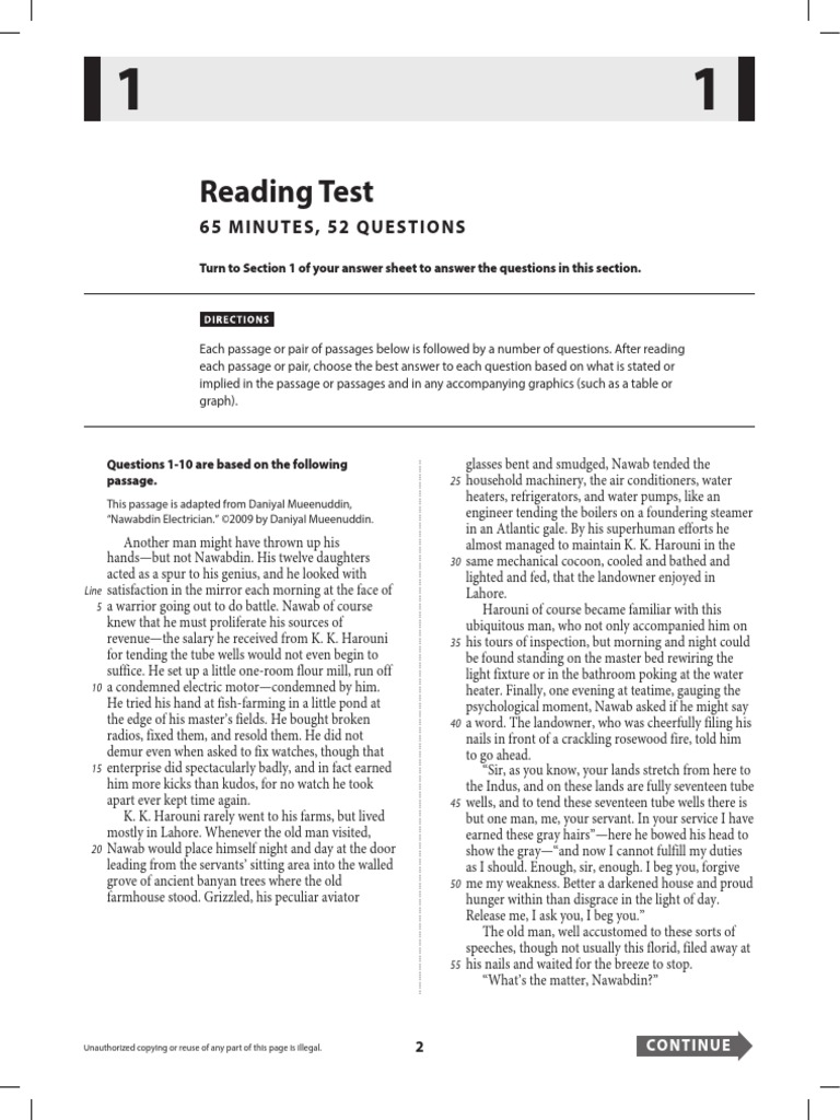 Sat Practice Test 6 - Removed | PDF