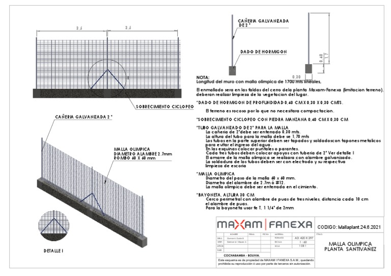 Cerco Perimetral Con Malla Olimpica, Terreno Planta Maxam Fanexa ...