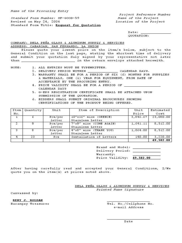 Request For Quotation | Download Free PDF | Computing