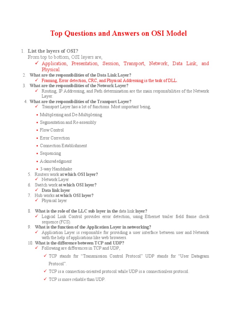 OSI Worksheet | PDF | Osi Model | Transmission Control Protocol