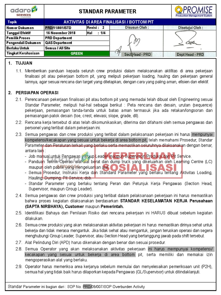 PRD 11 001 STD R2 Aktivitas Di Area Finalisasi Bottom Pit | PDF | Teknologi & Rekayasa