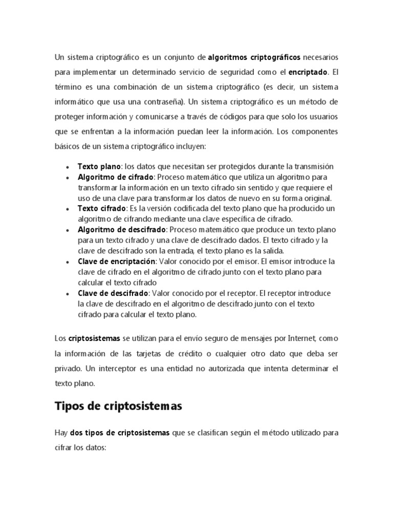 Un Sistema Criptográfico Es Un Conjunto de | PDF | Cifrado | Clave (criptografía)