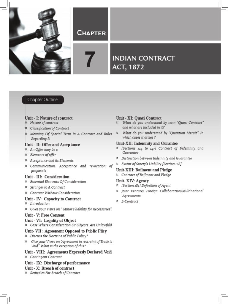 Chapter - 7 Indian Contract Act, 1872 | PDF | Offer And Acceptance | Consideration